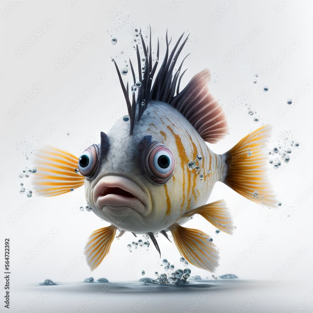 Illustrazione Stock a fish with a weird look on its face and a lot of ...