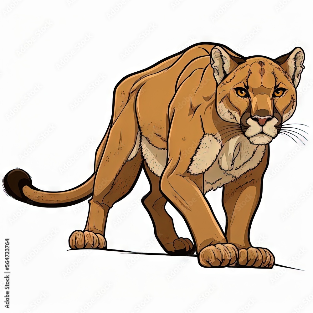 a drawing of a mountain lion on a white background with a black outline ...