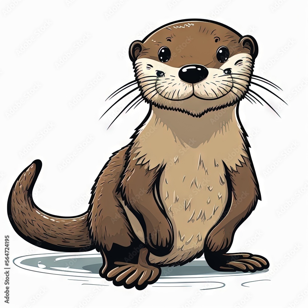 a cartoon otter sitting on the ground with its eyes closed and a sad ...