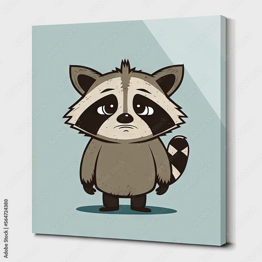 a cartoon raccoon with a sad look on his face and hands, standing in ...