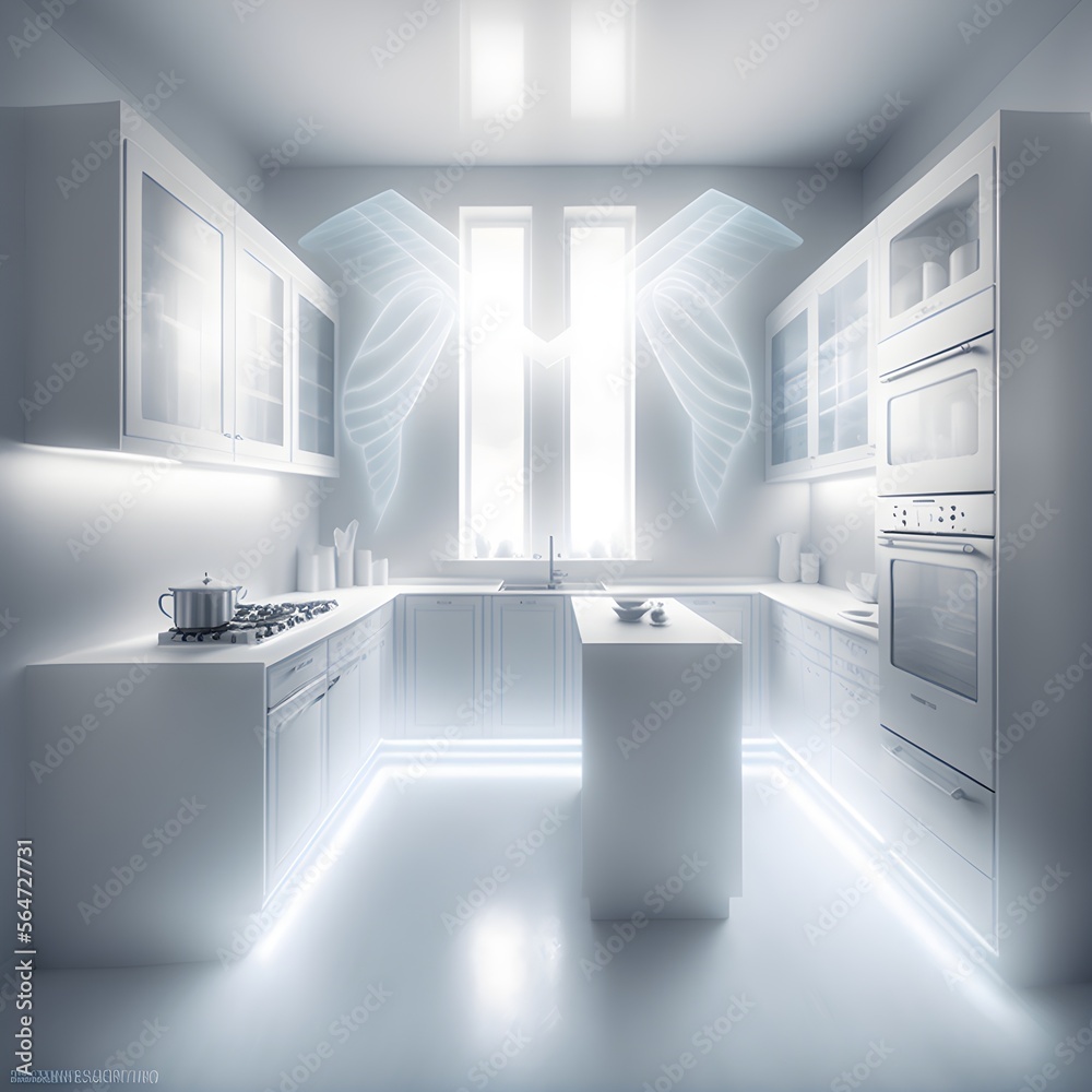 angelic heavenly lighting on ultra modern kitchen interior architecture ...