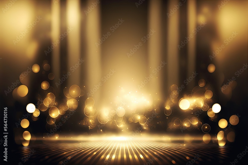illustration of god golden spotlights shine on stage floor in dark room ...