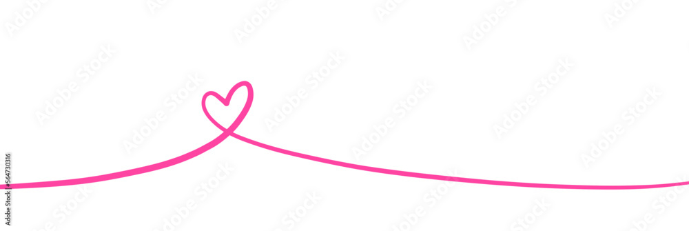 line art drawing of heart sign on white background . banner, borderline ...