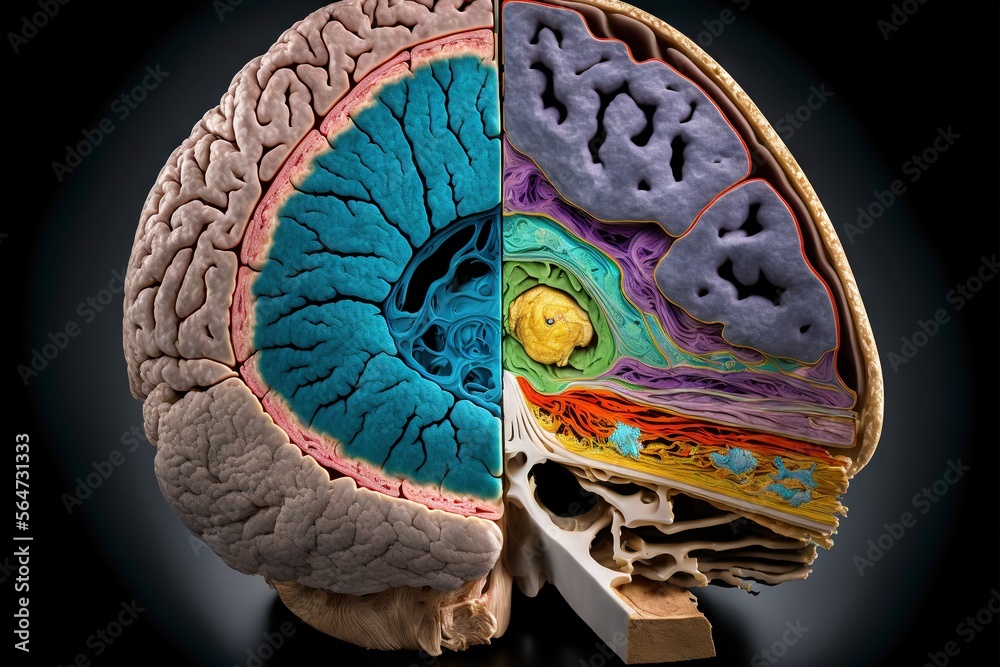 a cross section of a human brain with the cerebratorys highlighted in ...