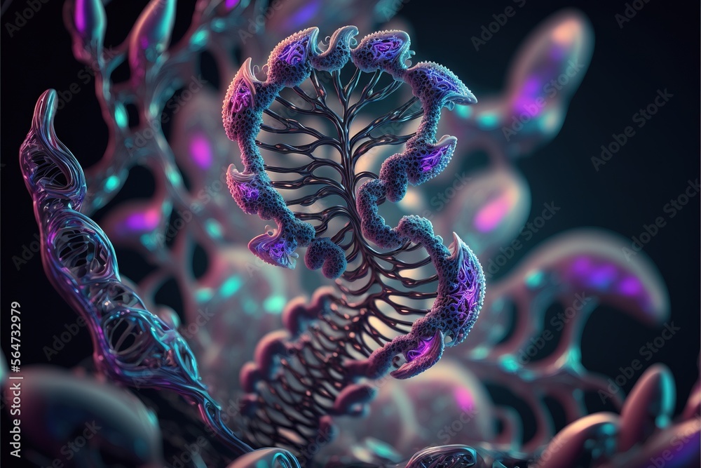 a computer generated image of a plant with purple and blue colors on it ...