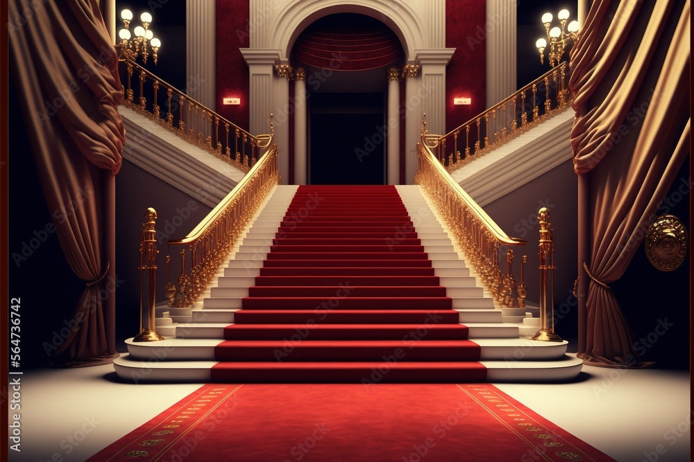 Red carpet with VIP front staircase, high resolution image, luxury ...