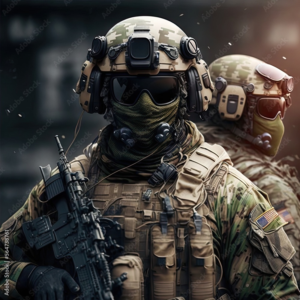 Military Special Forces With Weapon Armed Soldiers Stock Illustration ...