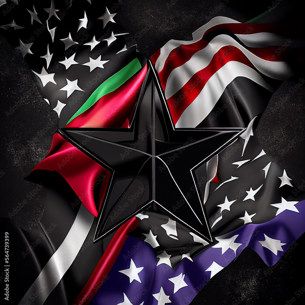 Black Liberation African American flags and stars. Black History Month ...