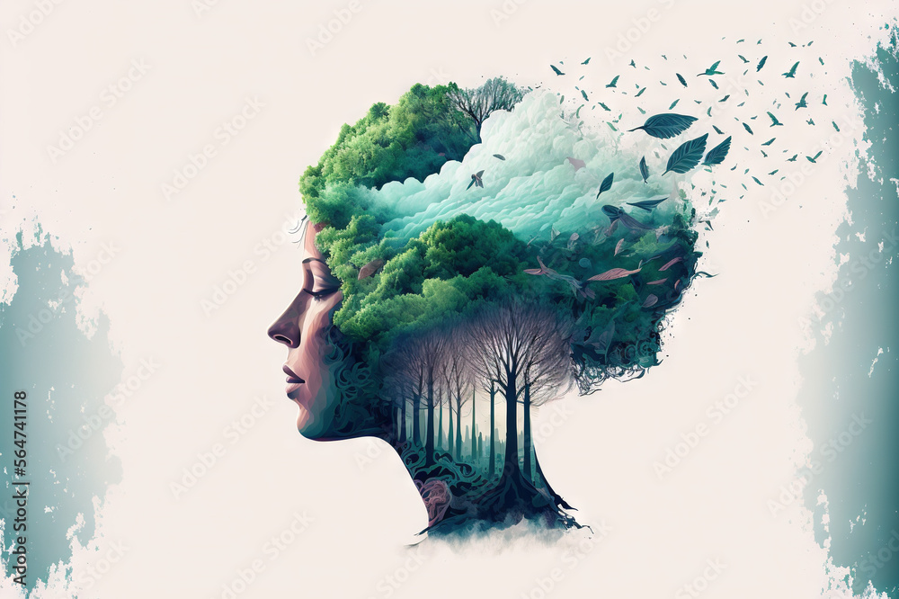 Concept of transcendental meditation and concentration, relaxed digital ...