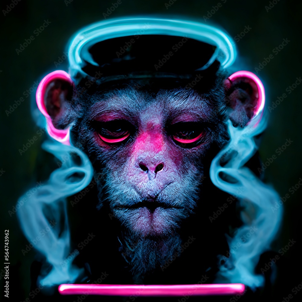 Generative AI Sci Fi Ape with Smoke Effect Stock Illustration | Adobe Stock