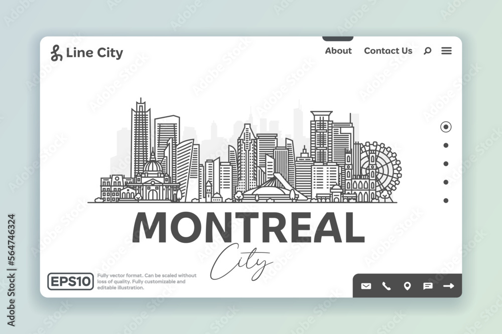 Montreal, Canada architecture line skyline illustration. Linear vector ...