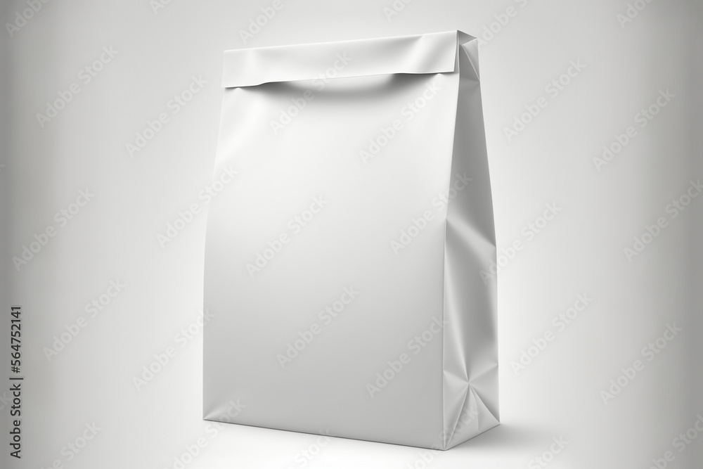 Big White Kraft Paper Bag front. Mock up AI generation Stock ...