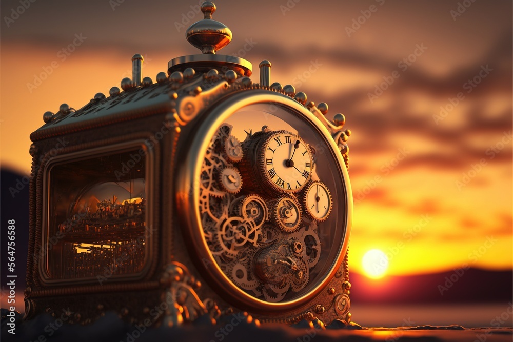 Manual mechanical old winding mechanism close-up against the background ...