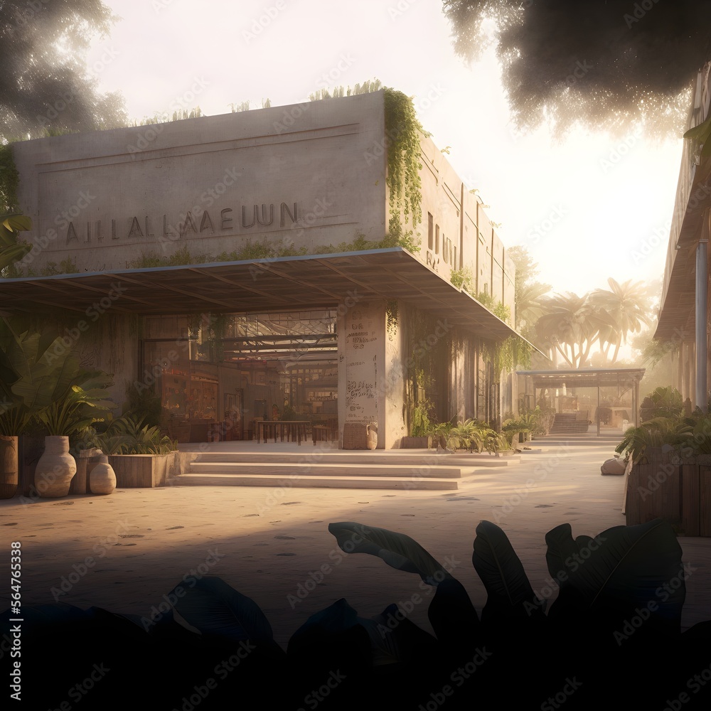 mall market exterior building surrounded by tropical vegetation tulum ...