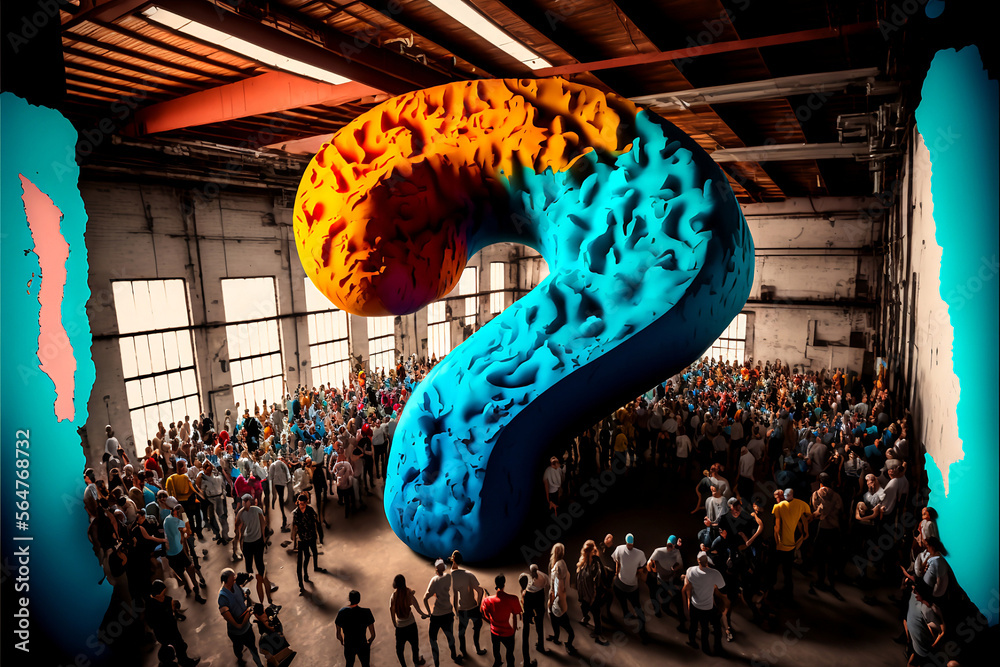 Huge Question mark appears in the middle of an auditorium full of ...