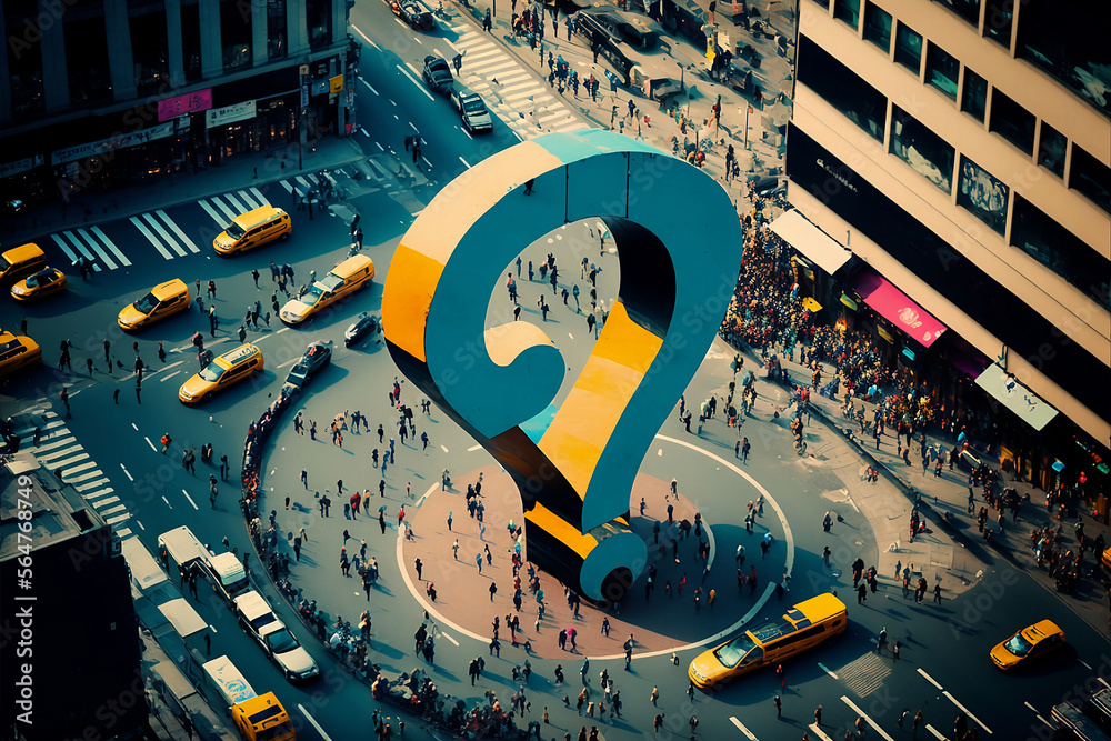Huge Question mark appears in the middle of an city center full of ...