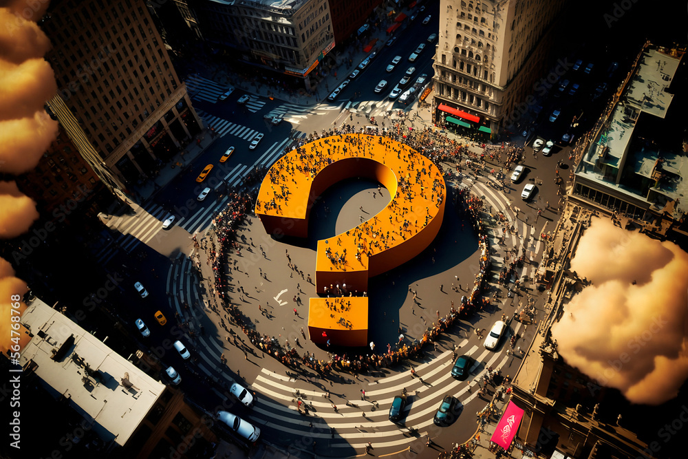 Huge Question mark appears in the middle of an city center full of ...