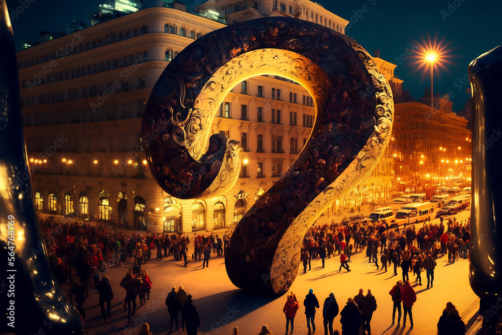 Huge Question mark appears in the middle of an city center full of ...