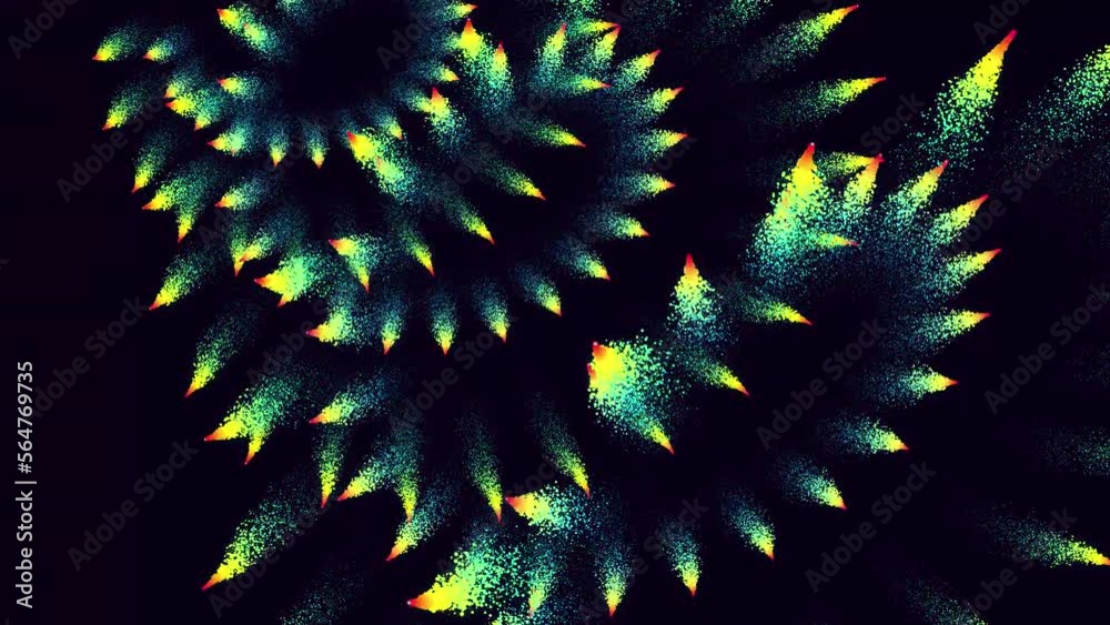 Magic particles form beatuful trails. Spiral structure. 3d render abstract colorful explosion ...