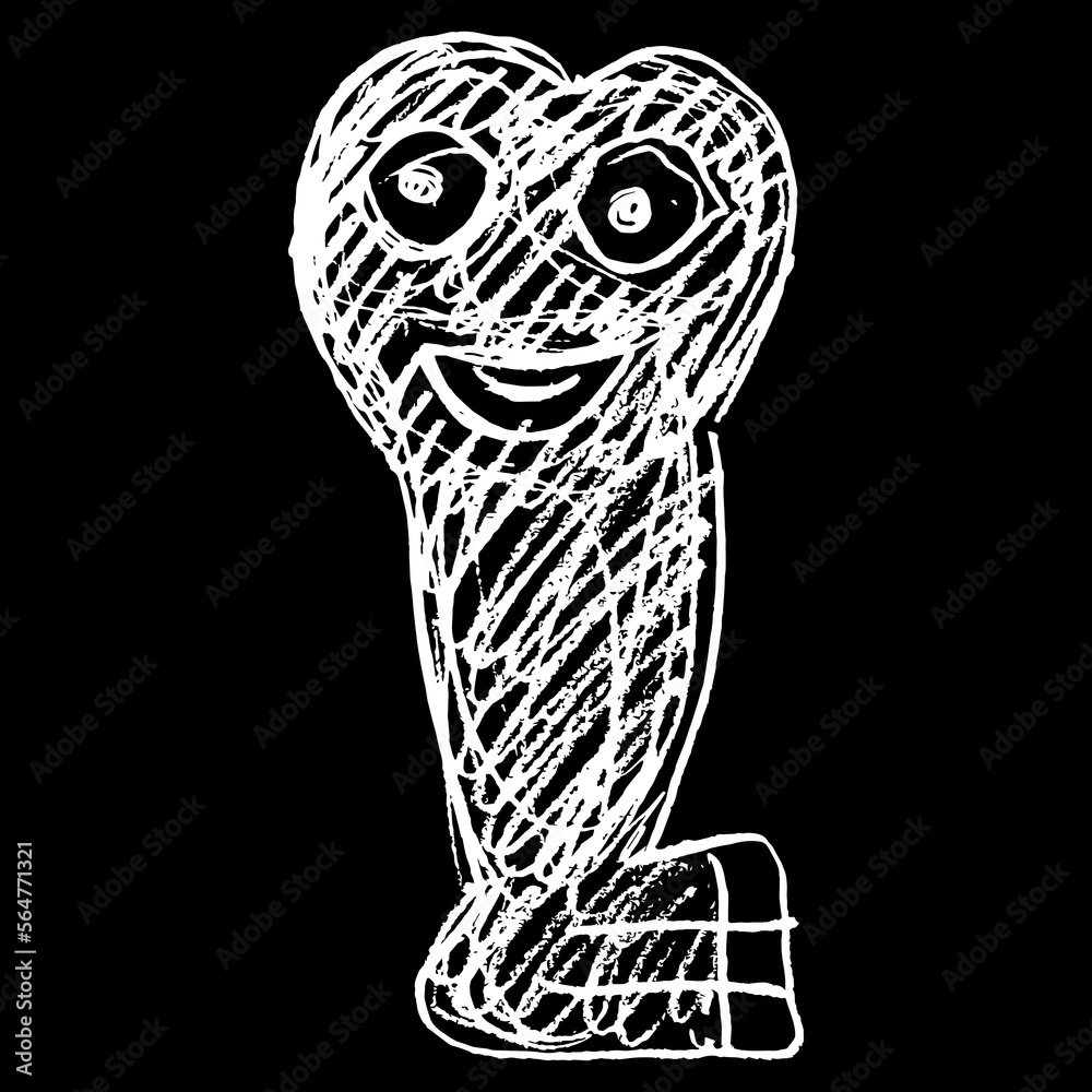 Funny anthropomorphic human foot or leg with eyes and smiling mouth ...