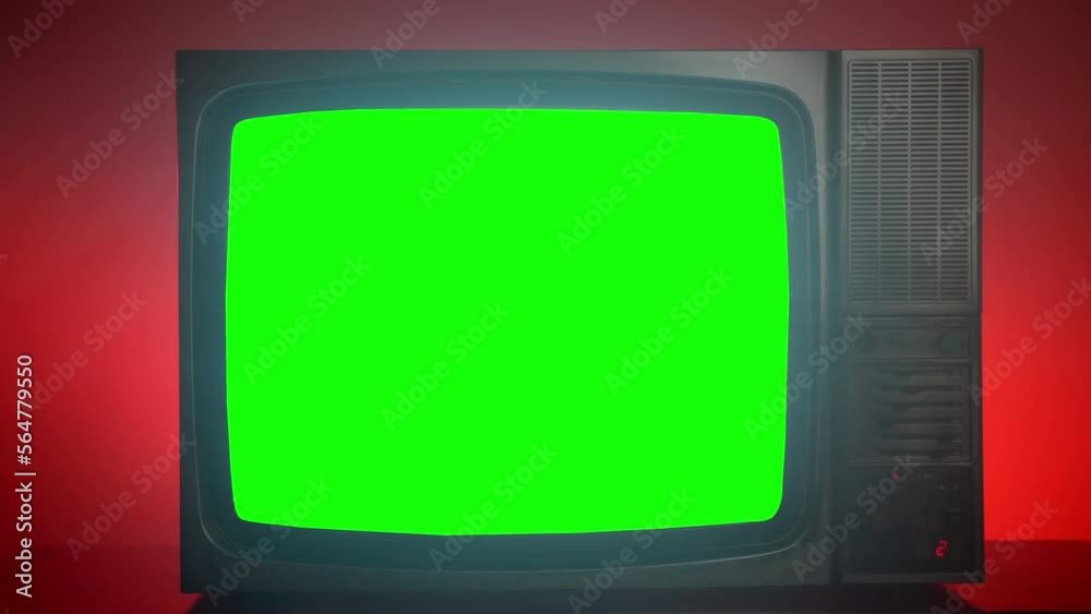 Old retro TV on red background with green screen chroma key, vintage ...