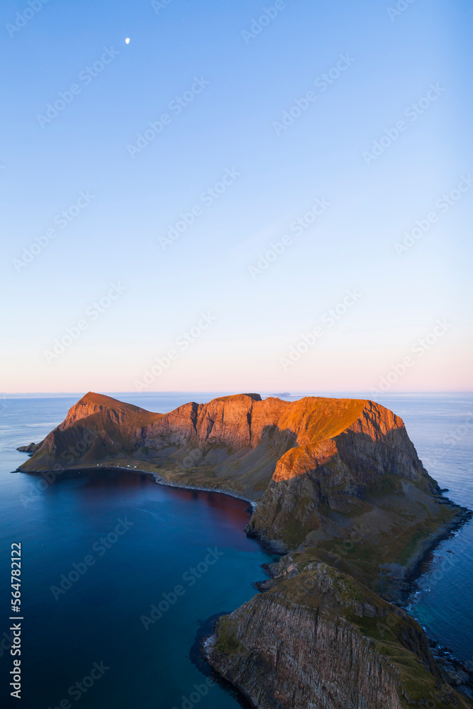 The abandoned village of Mostad and the southern end of the island of ...