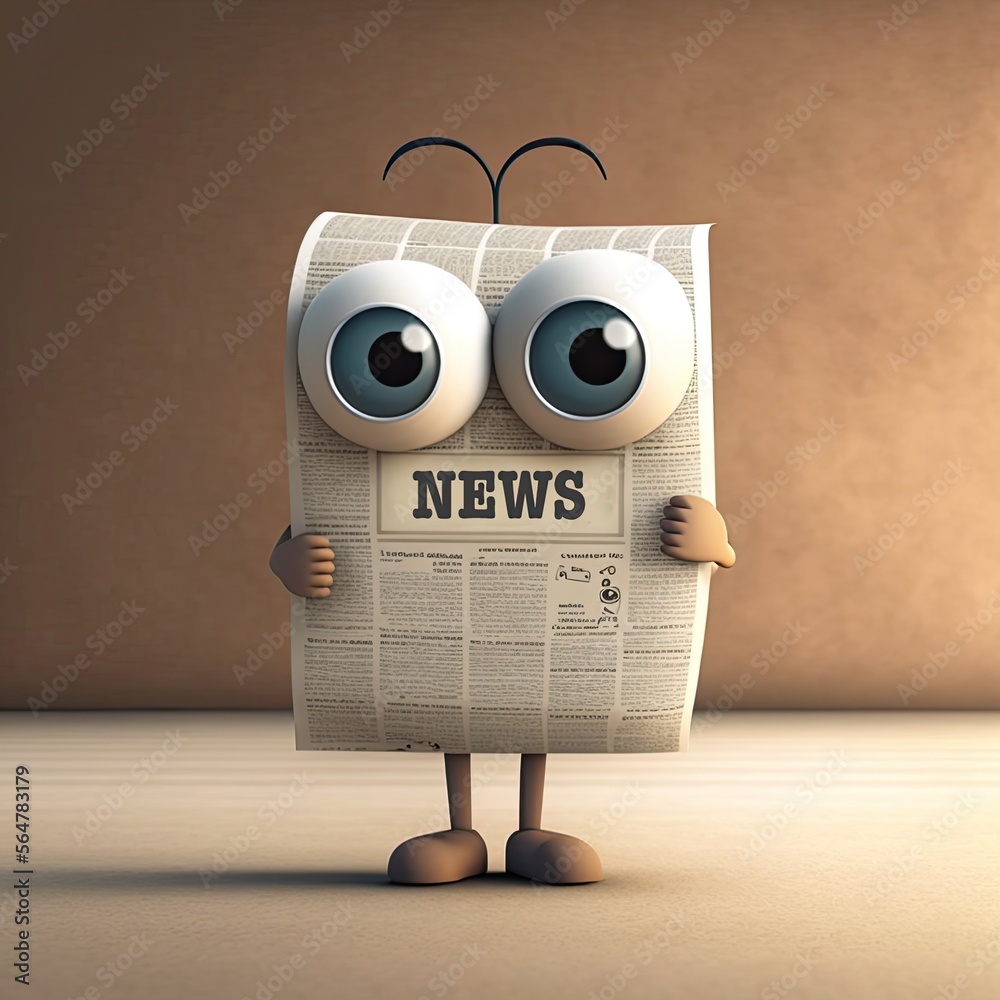 Cute Cartoon Newspaper Character (Generative AI) Stock Illustration ...