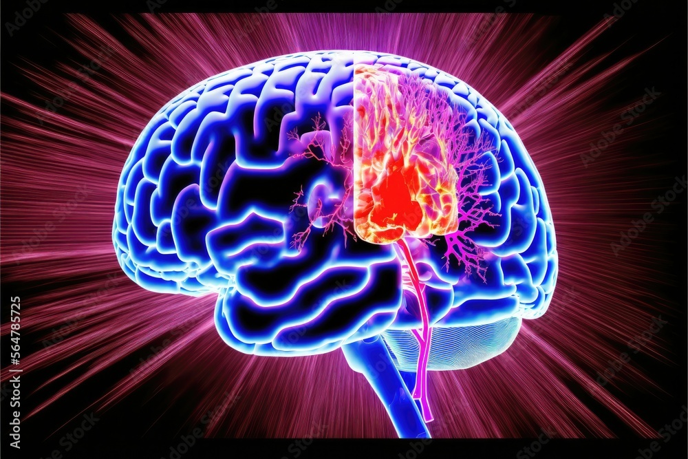 Brain injury causing damage to the brain tissue abstract background ...