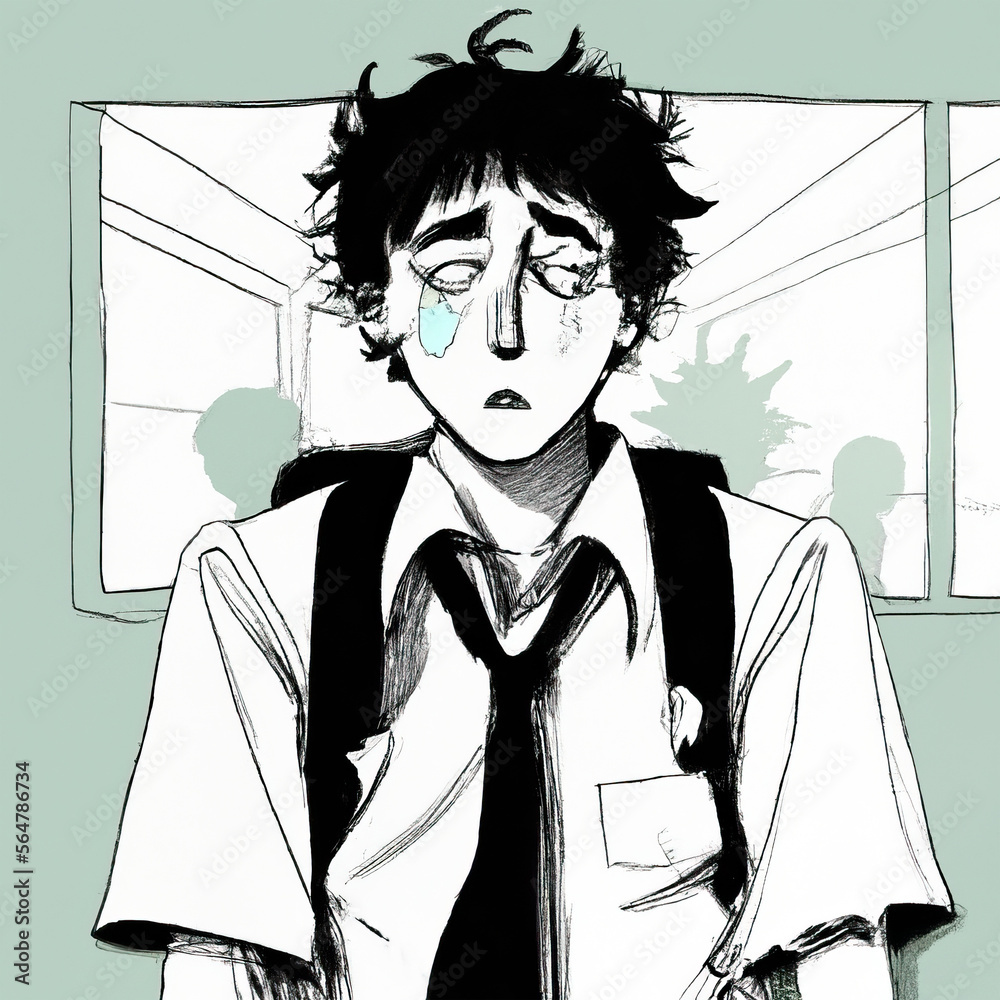 Crying student being bullied at school digital art generative ai ...
