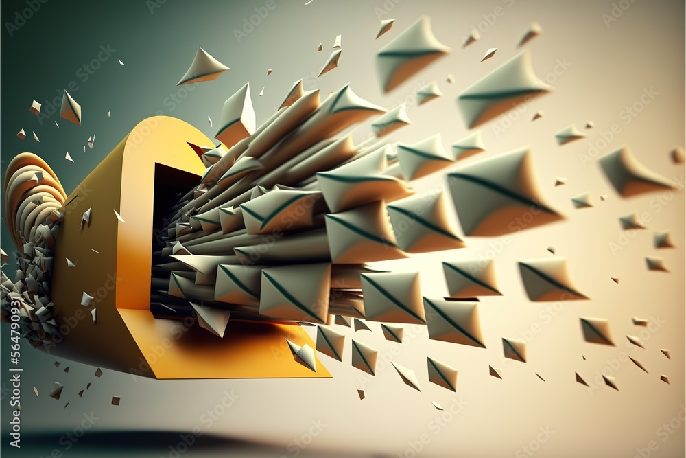 Letter envelops flying with high speed towards viewer, concept of ...