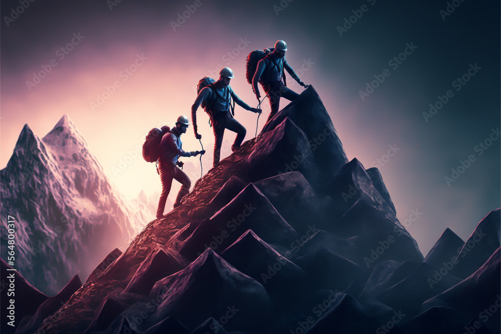 Teamwork is essential to success in business. A group of people working ...