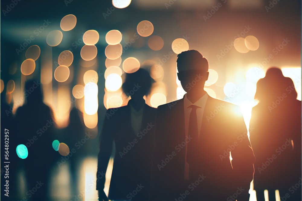 Blurred photo of businessmen in workspace, office. Blur effect on ...