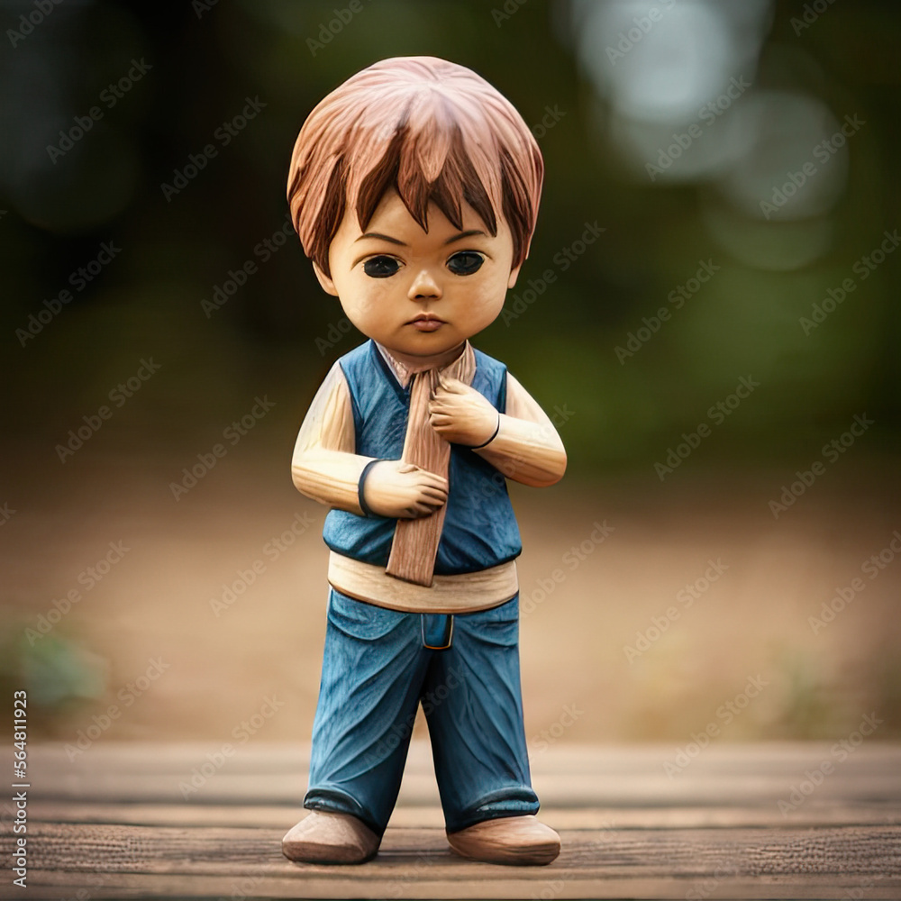 AI Artwork - Miniature figurine simulation of a little boy Stock ...