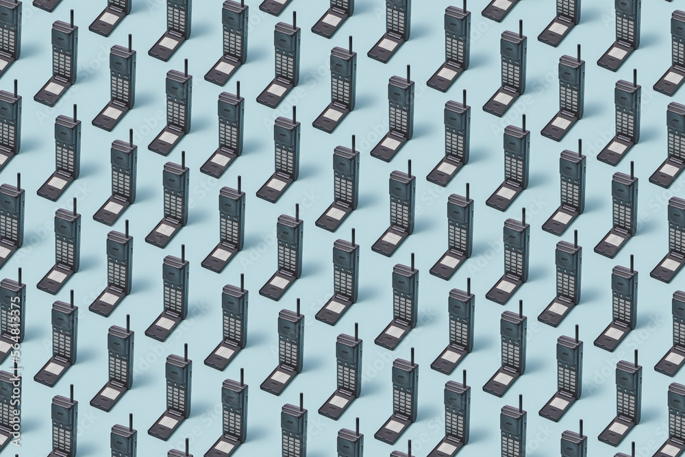 Pattern of repeated 90s cell phone. Stock Photo | Adobe Stock