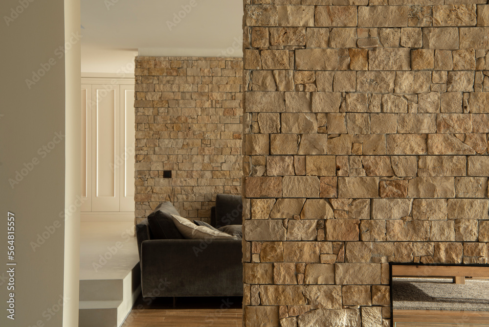 Detail of interior design materials, mostly Ceramic, wood and stone ...