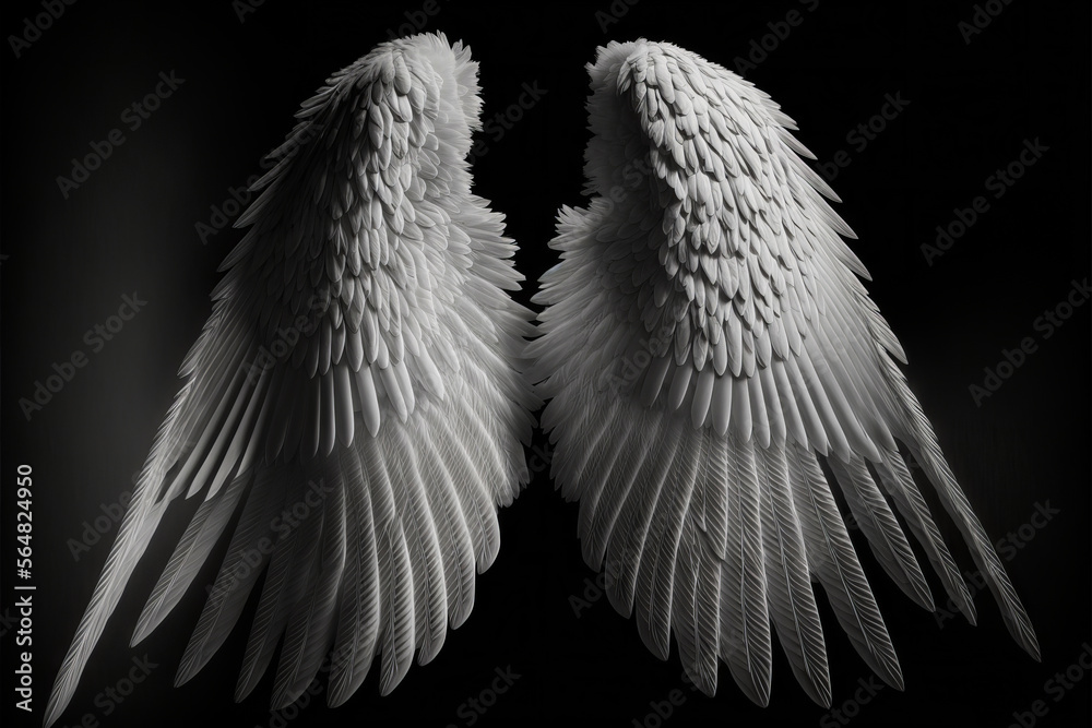 Photoshop overlays set to screen angel wings on a black background drag ...