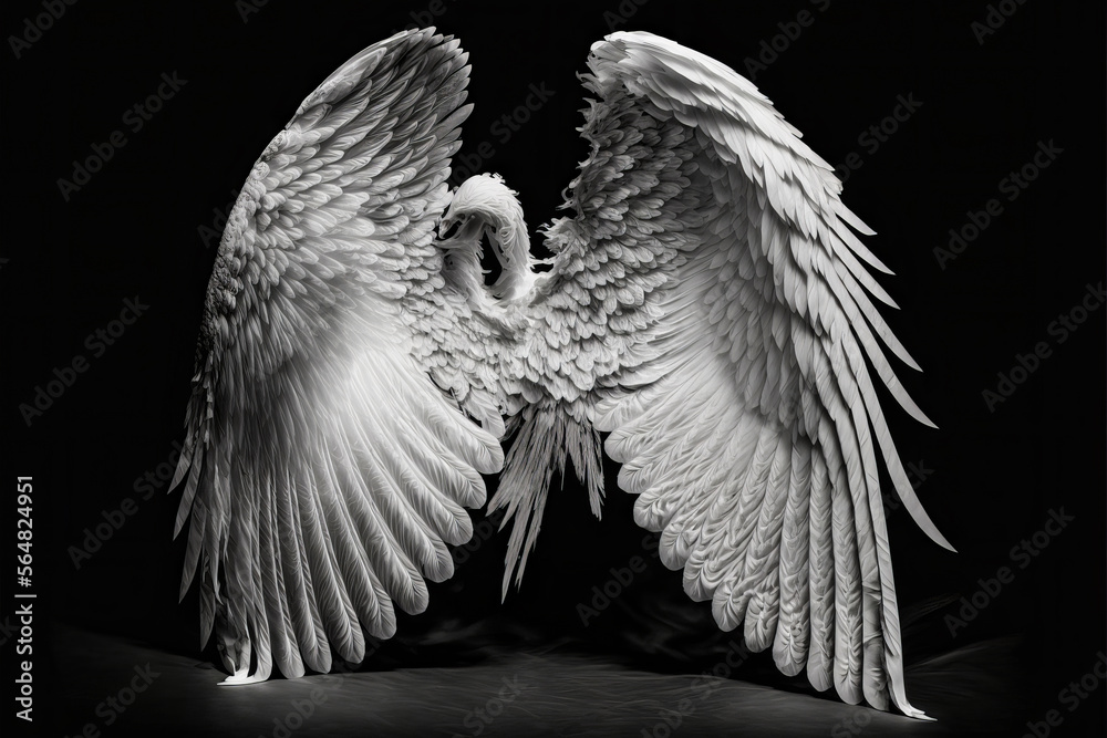 Photoshop overlays set to screen angel wings on a black background drag ...