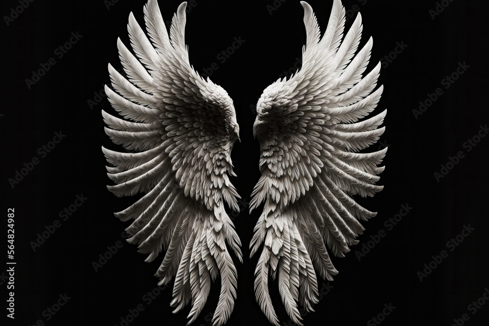 Photoshop overlays set to screen angel wings on a black background drag ...