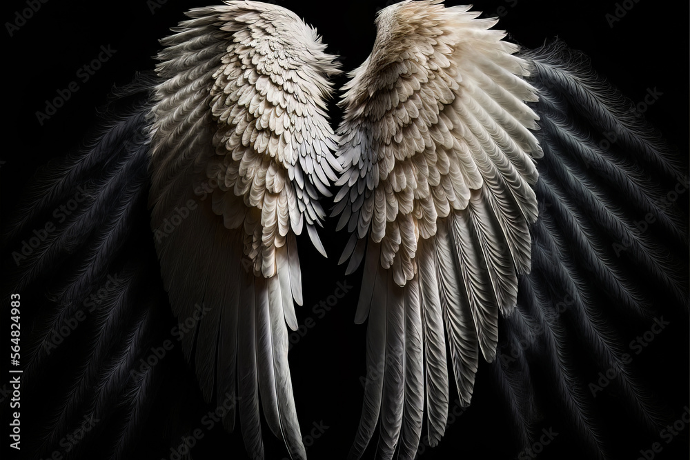 Photoshop overlays set to screen angel wings on a black background drag ...