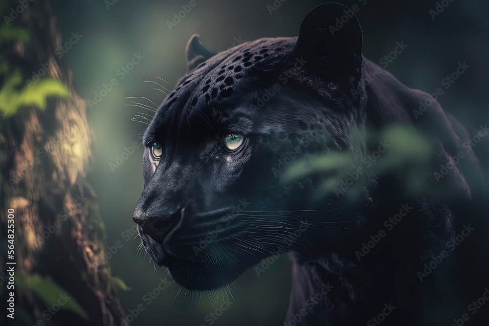 Panther close-up, photography of a Panther in a forest. Generative AI ...