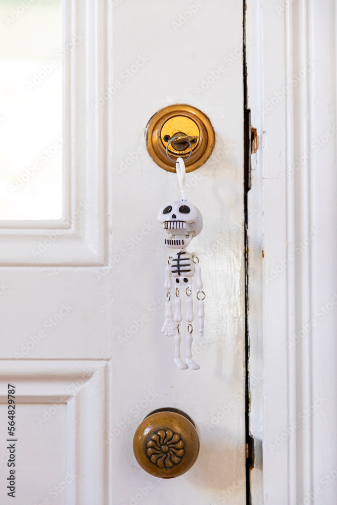 Skeleton key in lock of door with doorknob Stock Photo | Adobe Stock
