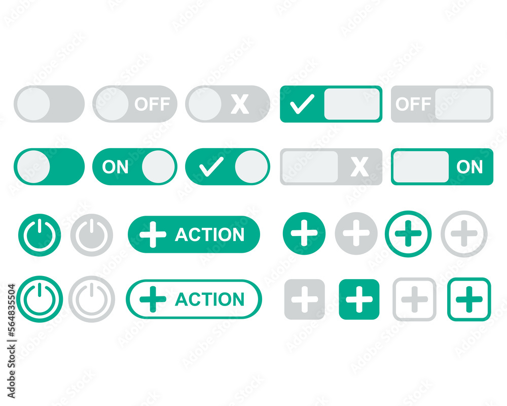Set of green icons for UI UX Design on transparent background Stock ...