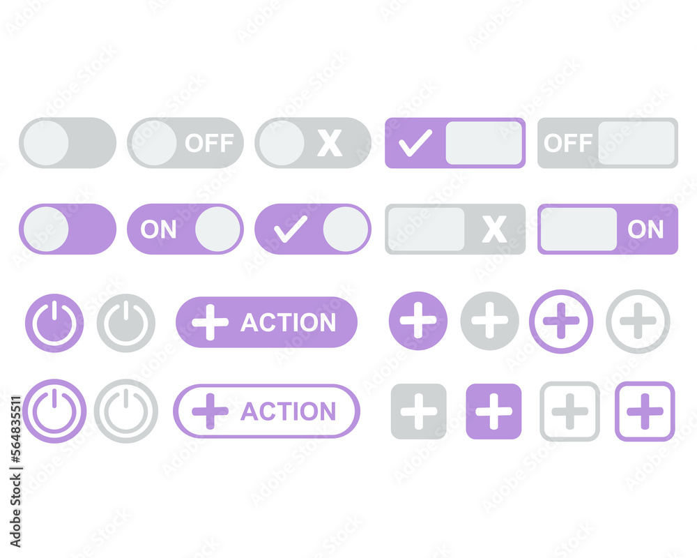 Set of purple icons for UI UX Design on transparent background Stock ...