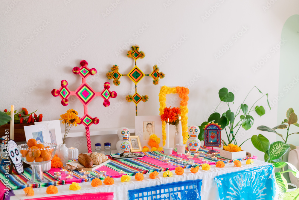 Mexican altar setup at home Stock Photo | Adobe Stock