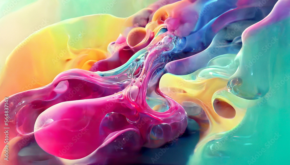 Abstract morphing fluid pastel colors pulsating in slow motion ...