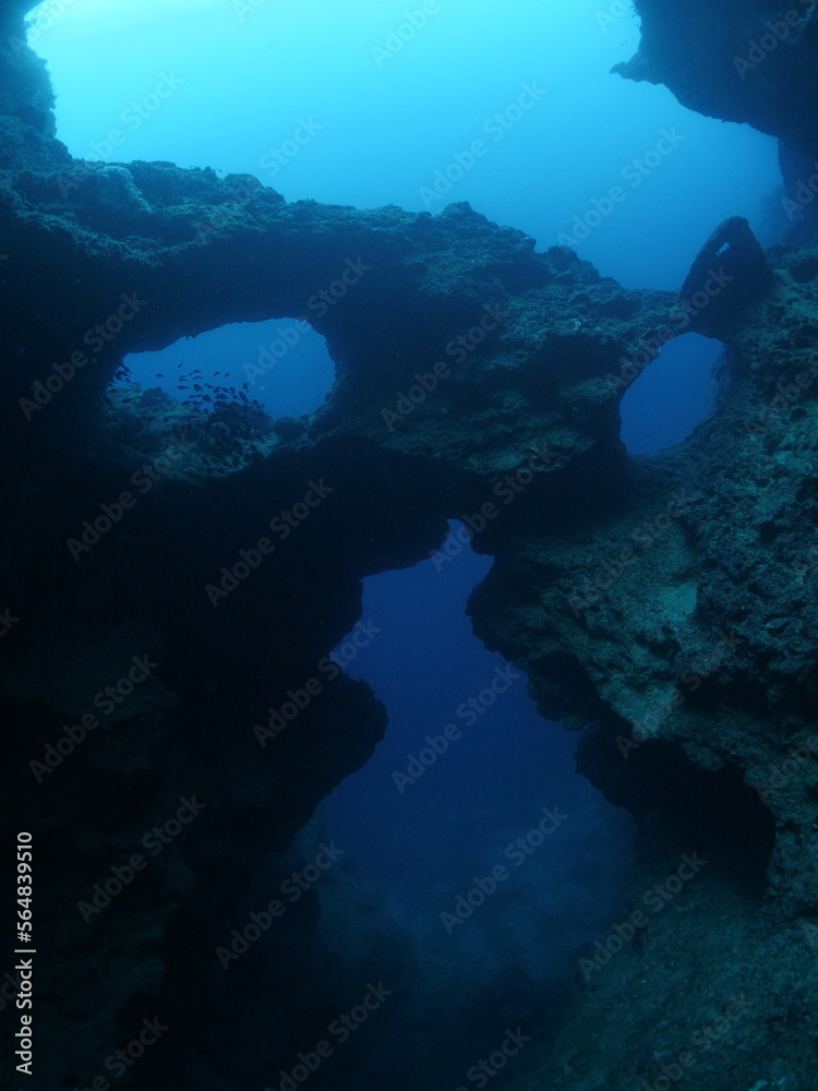 cave diving underwater skull shape cave like skeleton Stock Photo ...