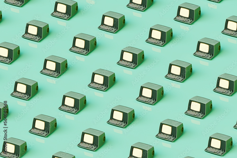Repetition concept, old style computer terminal Stock Photo | Adobe Stock