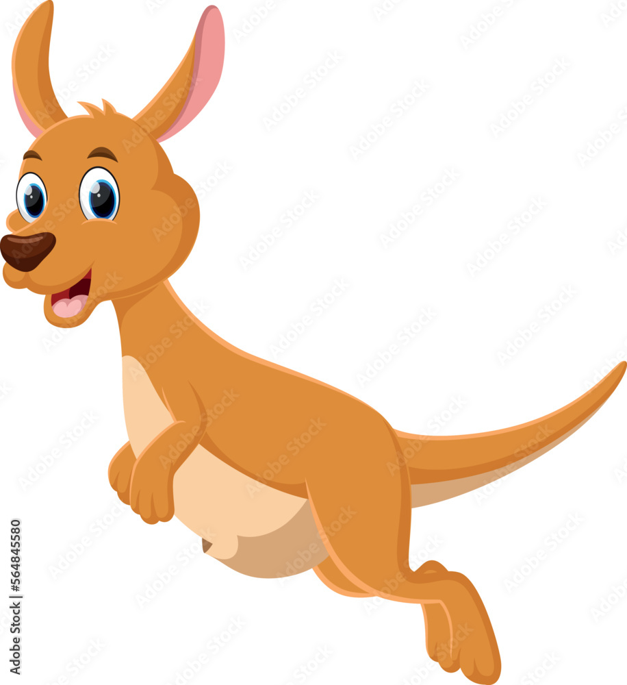 Cartoon jumping Kangaroo on white background Stock Vector | Adobe Stock