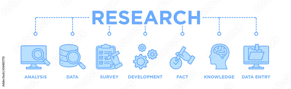 Research banner web icon vector illustration concept with icon of ...
