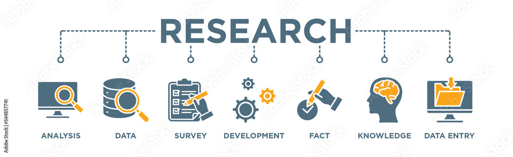 Research banner web icon vector illustration concept with icon of ...
